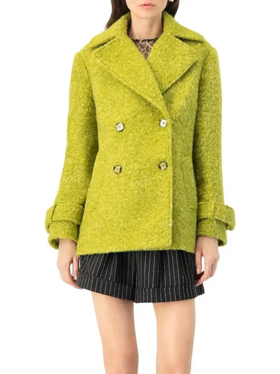 IVONNE Double-breasted Coat With Maxi Lapel - Green