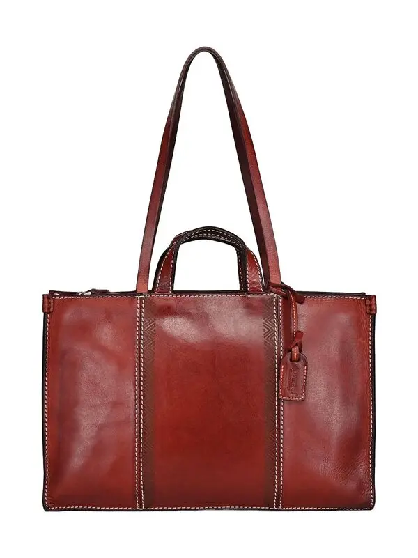 OLD TREND Genuine Leather Structured Carryall Tote - Brown