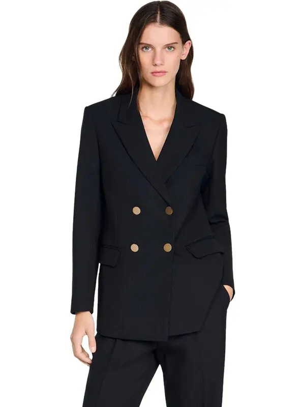 Sandro Wool Slim-fit Suit Jacket - Black