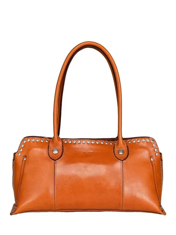 OLD TREND Soul Genuine Leather Studded Shoulder Bag - Caramel