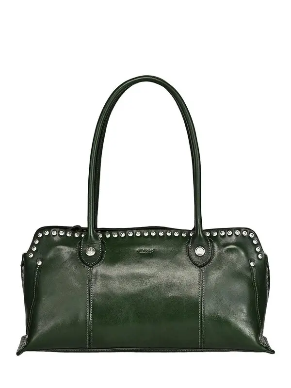OLD TREND Soul Genuine Leather Studded Shoulder Bag - Kale