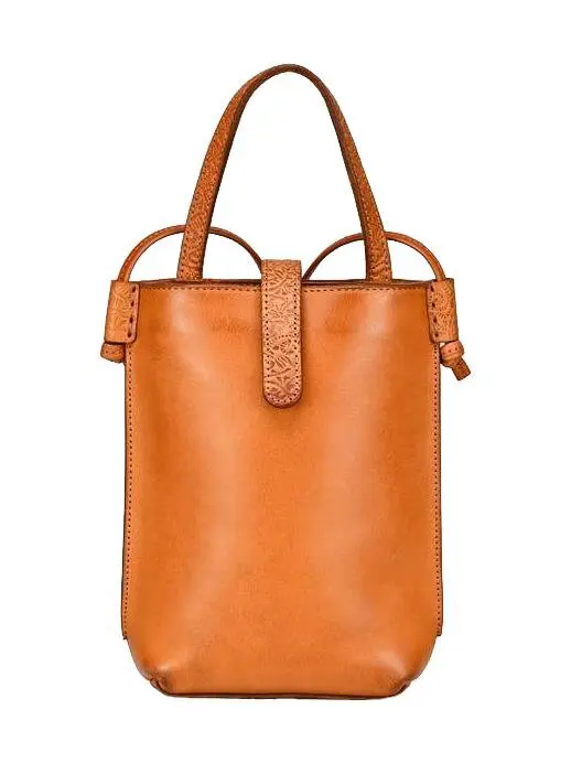 OLD TREND Wishbone Leather Convertible Crossbody - Caramel