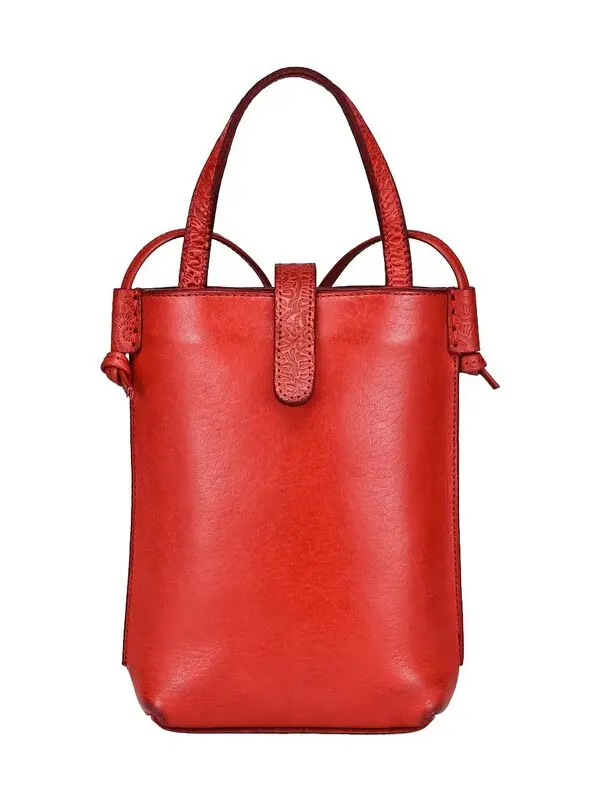 OLD TREND Wishbone Leather Convertible Crossbody - Red