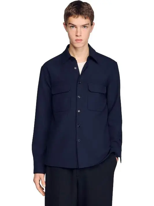 Sandro Patch Pocket Shirt - Navy Blue