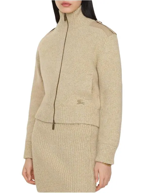 Burberry Wool Cashmere Funnel-neck Jacket - Hamper Beige