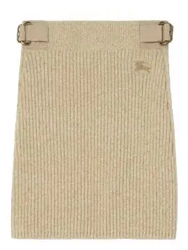 Burberry Wool Cashmere Rib-knit Mini Skirt - Hamper Beige