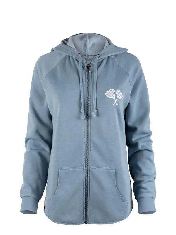 LOVE ALL TENNIS Lightweight Full Zip Hoodie - Misty Blue