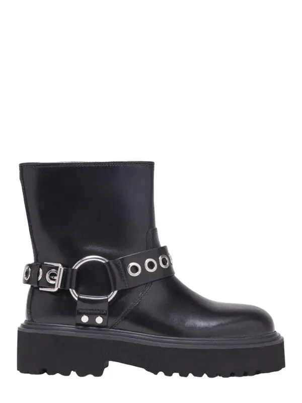 Maje Leather Biker Boots - Black
