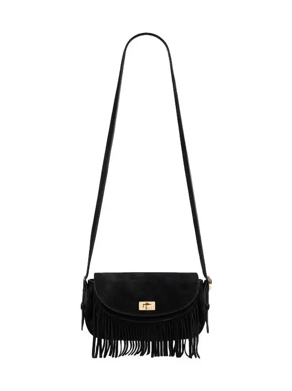 Sandro Mini Mambo Suede Bag - Black