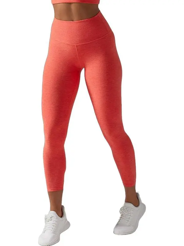TAVI High Waisted 7/8 Legging - Hot Coral Spacedye