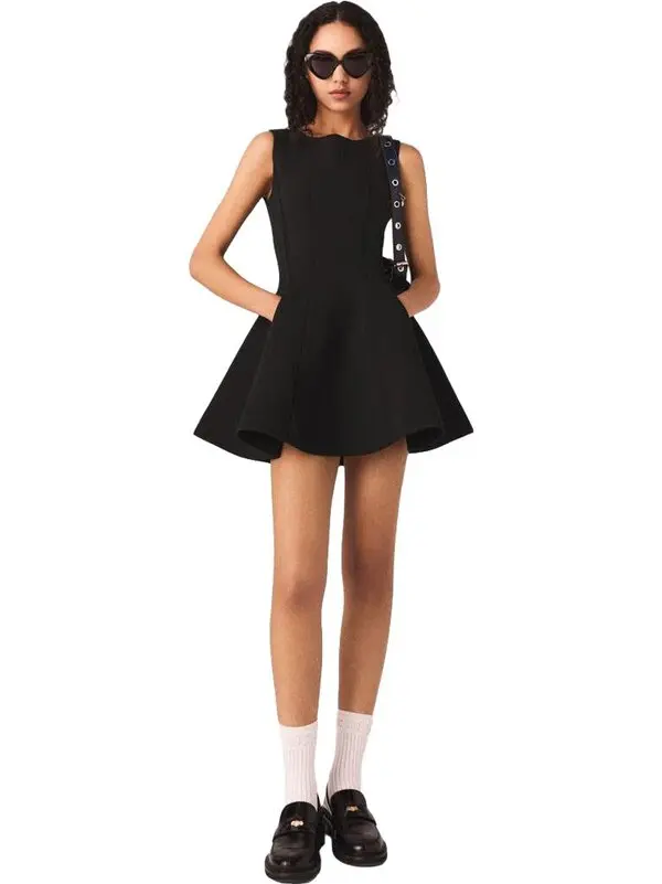 Maje Skater Dress With Jeweled Bows - Black