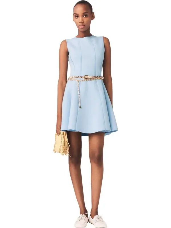 Maje Skater Dress With Jeweled Bows - Blue Sky