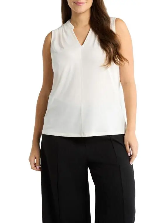 Anne Klein Pleated Sleeveless Top - White Dove