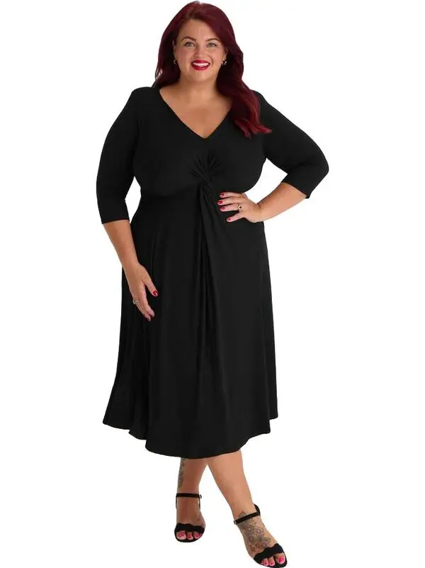 SCARLETT & JO Peach Touch Knot Front Dress - Black