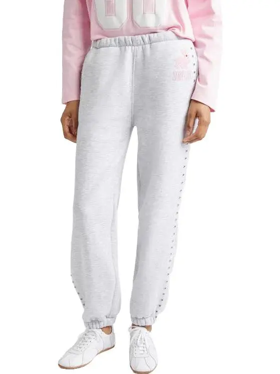 Sandy Liang Lucius Terminator Bunny Graphic Sweatpants - Heather Grey