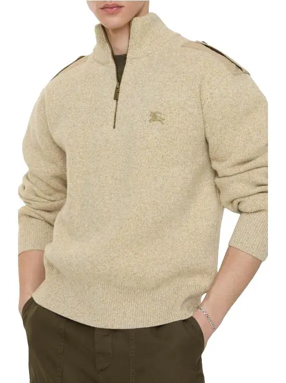 Burberry Wool Cashmere Half-zip Sweater - Hamper Beige