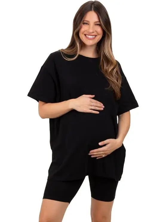 PINKBLUSH Biker Shorts Maternity Set - Black
