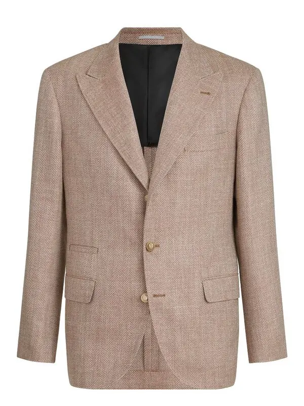 Brunello Cucinelli Chevron Deconstructed Blazer - Apricot