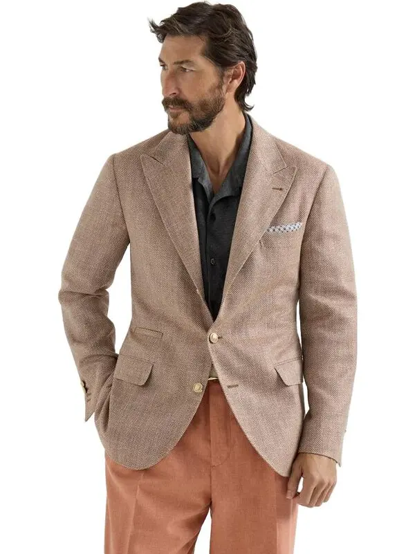 Brunello Cucinelli Chevron Deconstructed Blazer - Apricot