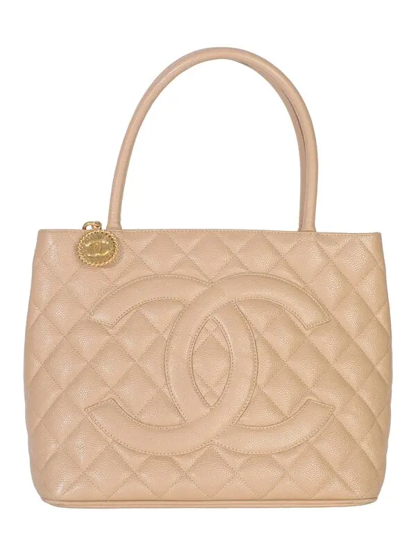 Chanel Quilted Caviar Medallion Tote - Beige