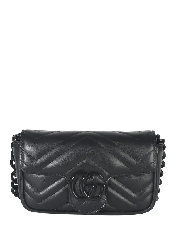 Gucci Matelasse Calfskin Gg Marmont Belt Bag - Black