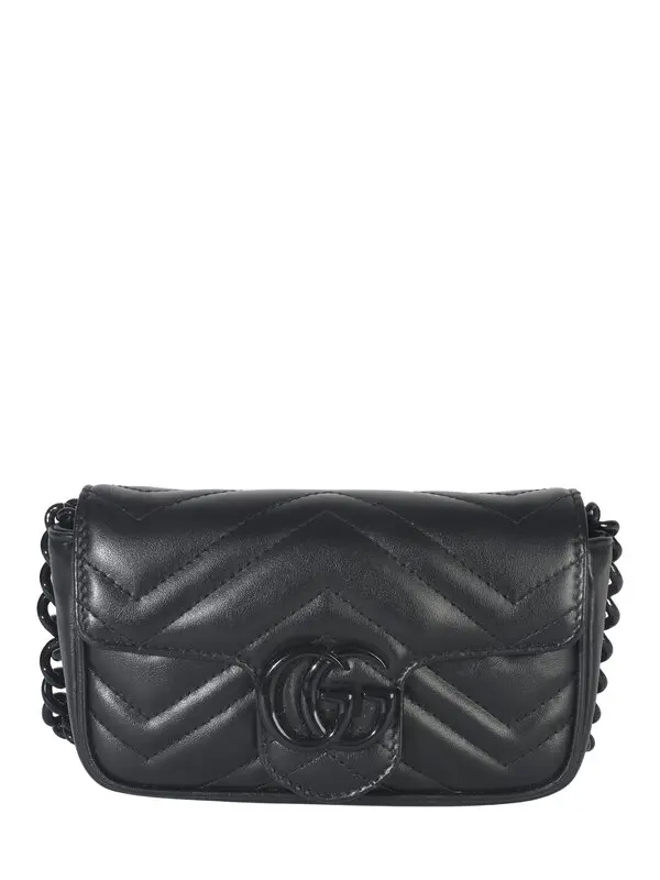 Gucci Matelasse Calfskin Gg Marmont Belt Bag - Black