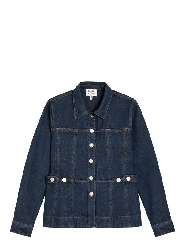 DAMSON MADDER Darbie Panelled Denim Shirt - Dark Blue