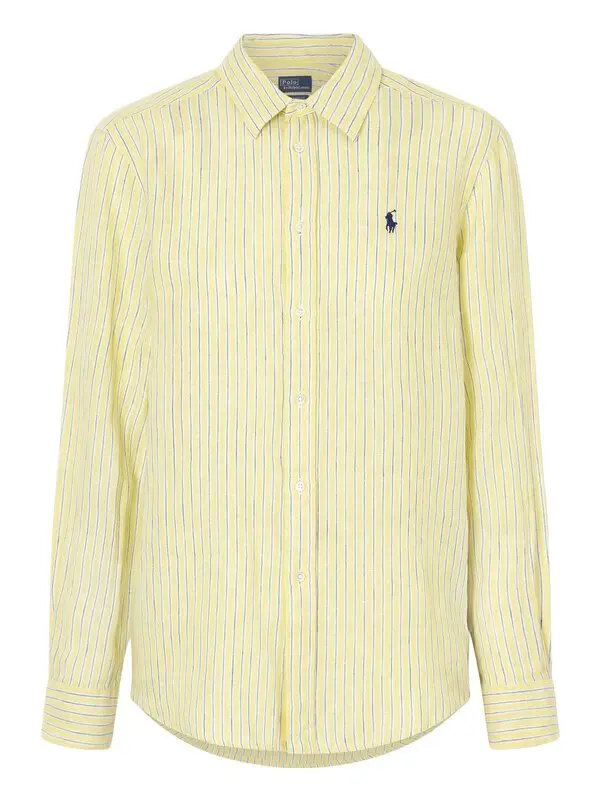 Polo Ralph Lauren Embroidered Striped Linen Shirt - Yellow
