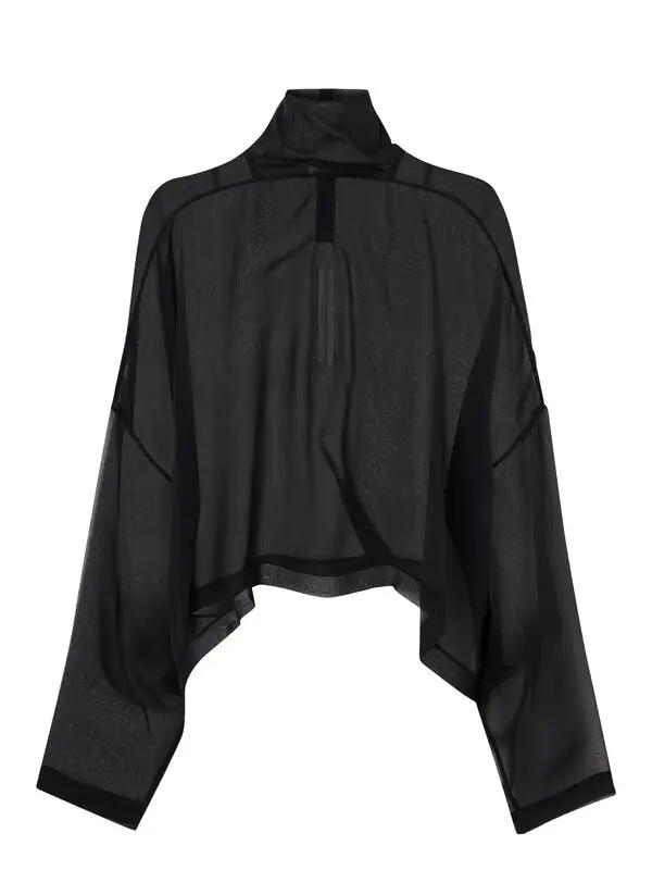 Rick Owens Jumbo Tabard Silk-chiffon Turtleneck Blouse - Black