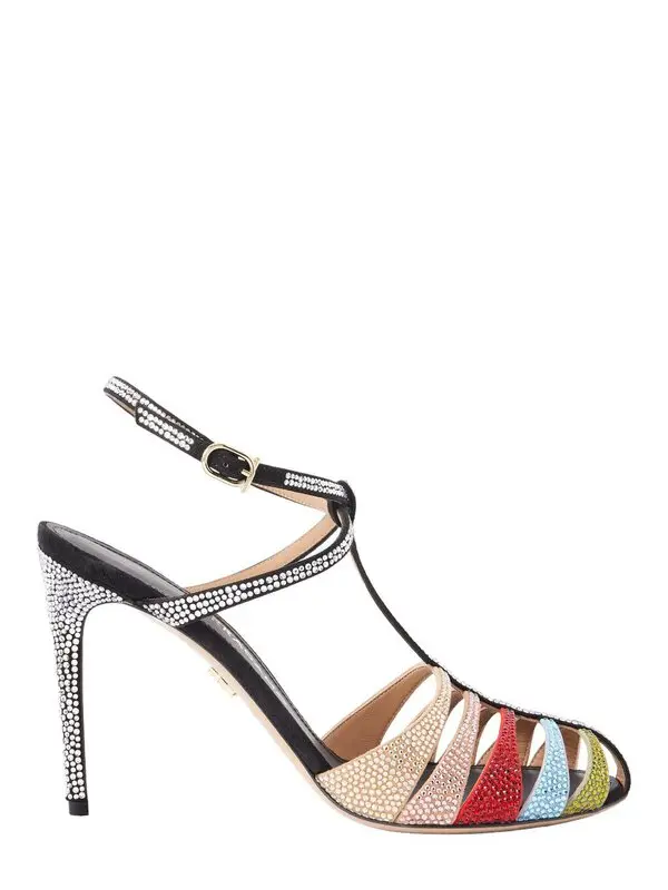 FERRAGAMO Lipa 95 Crystal-embellished Suede Sandals - Multi