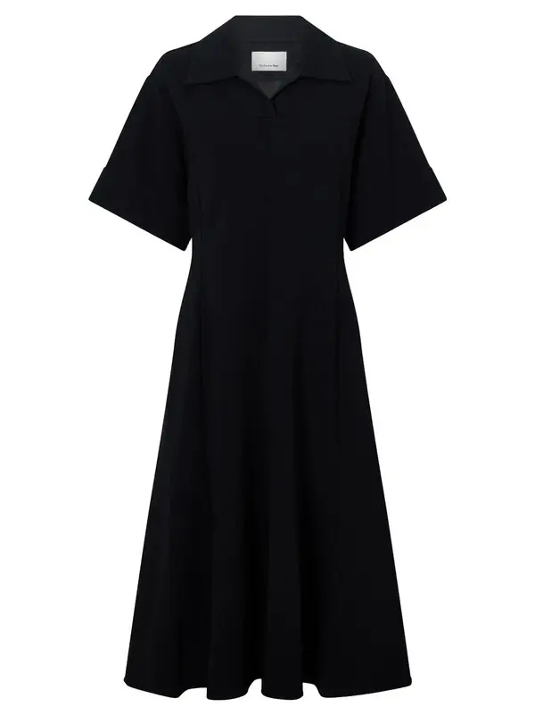 JIL SANDER Paneled Crepe Midi Dress - Black