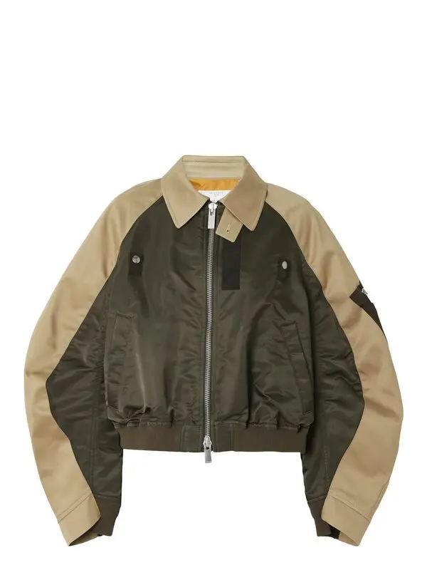 Sacai Oversized Cotton-canvas And Shell Bomber Jacket - Green
