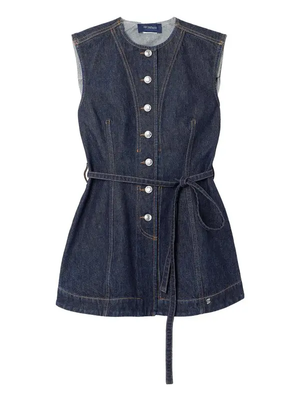 Sportmax Spddominio Belted Denim Vest - Blue