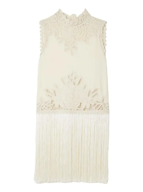 Sea Adelina Lace-paneled Woven Top - Neutrals