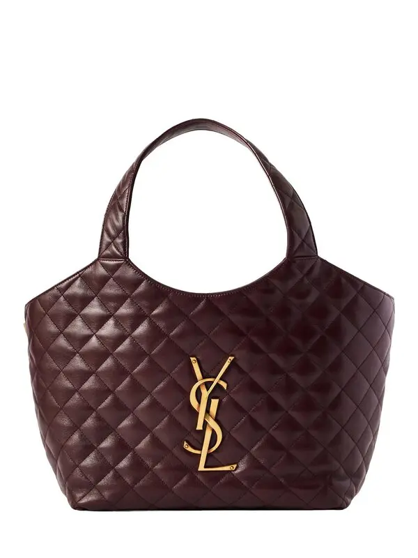 Saint Laurent Icare Medium Quilted Leather Tote - Purple
