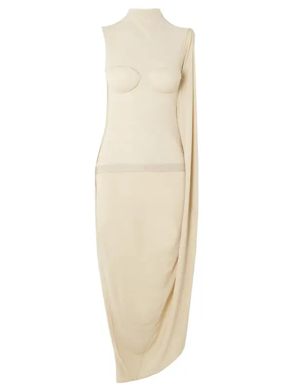 Jean Paul Gaultier Asymmetric Draped Dress - Neutrals