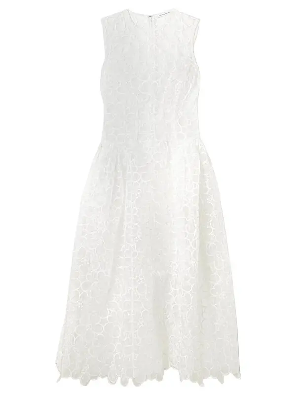 Cecilie Bahnsen Cate Embroidered Tulle Midi Dress - White