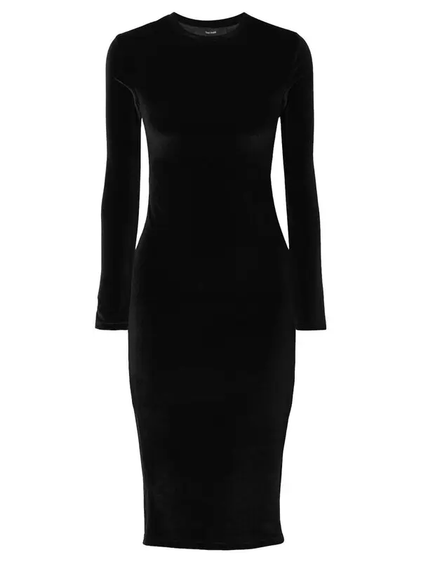 THE PARK Carine Stretch-velvet Midi Dress - Black