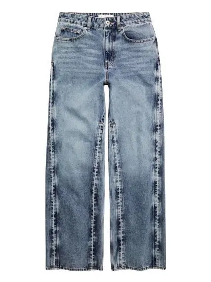 H&m X Glenn Martens Wide Leg Side-slit Jeans - Denim Blue