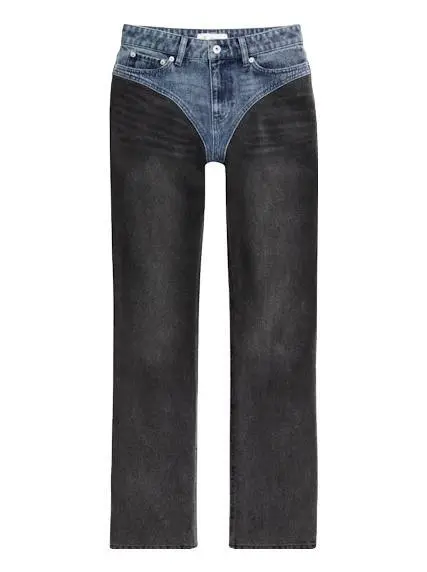 H&m X Glenn Martens Two-tone Straight-leg Jeans - Denim Blue/dark Grey