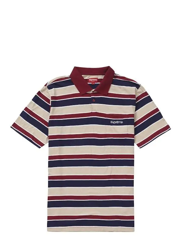 Supreme Classic Logo Stripe Polo Shirt - Dark Red