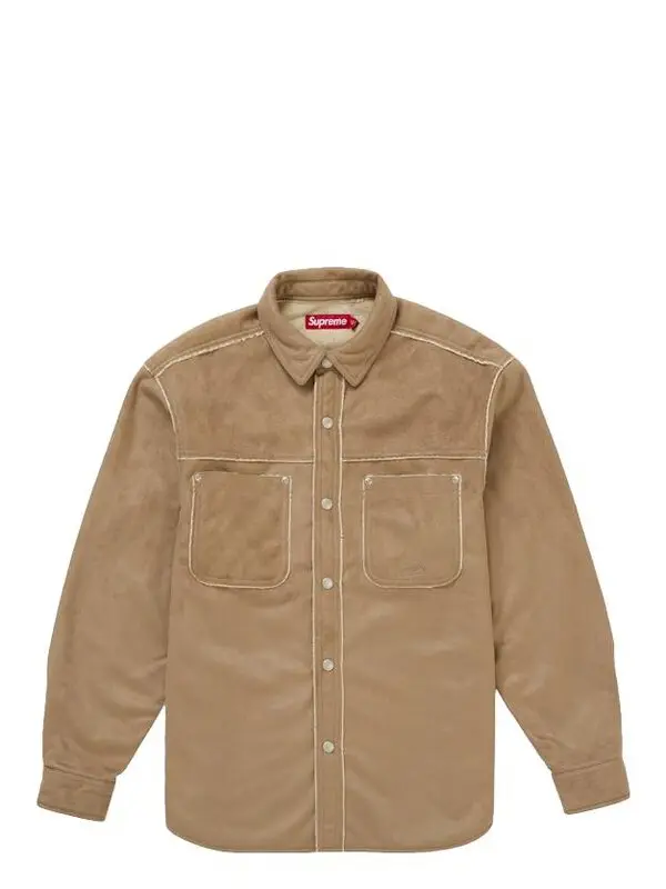 Supreme Faux Suede Snap Shirt - Tan