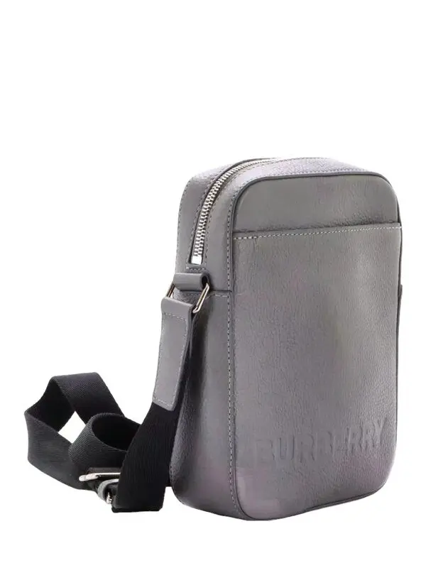 Burberry Thornton Logo Embossed Leather Small Crossbody Bag - Grey