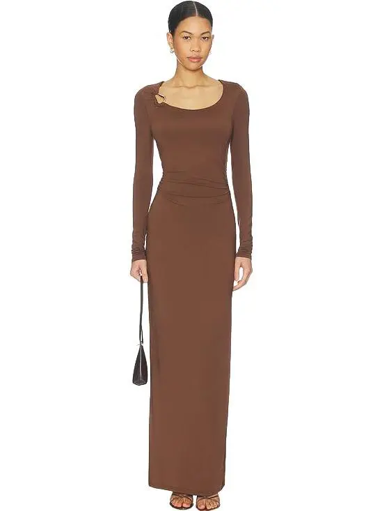SNDYS. Ashley Scoop Neck Maxi Dress - Brown