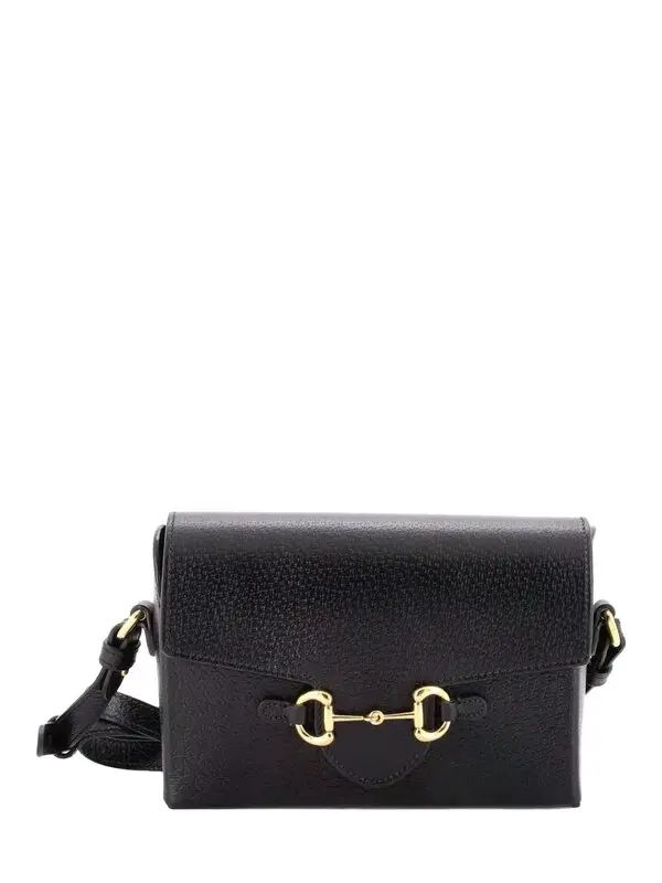 Gucci Horsebit 1955 Flap Leather Mini Crossbody Bag - Black