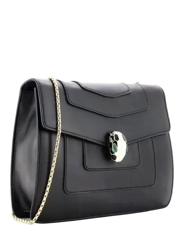 BVLGARI Serpenti Forever Square Leather Shoulder Bag - Black