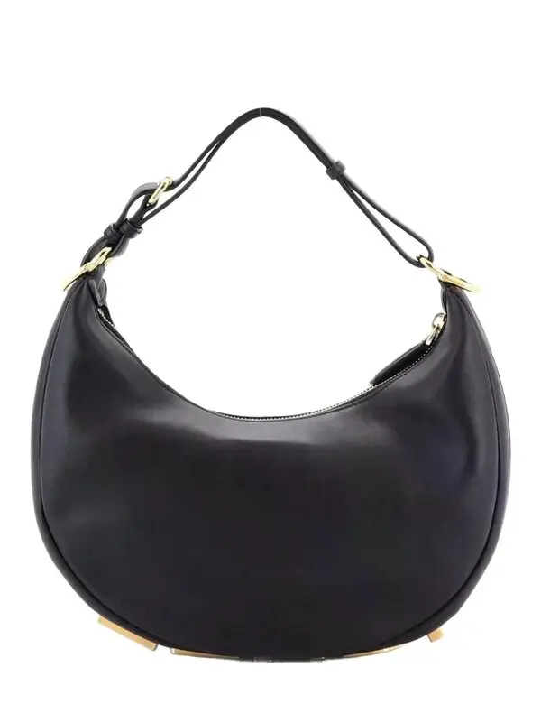 Fendi Graphy Leather Small Hobo Bag - Black