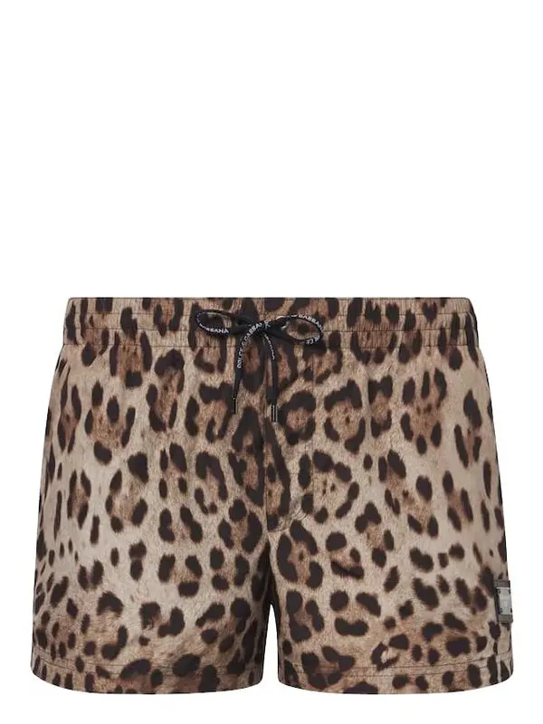 Dolce & Gabbana Leopard-print Swim Trunks - Brown