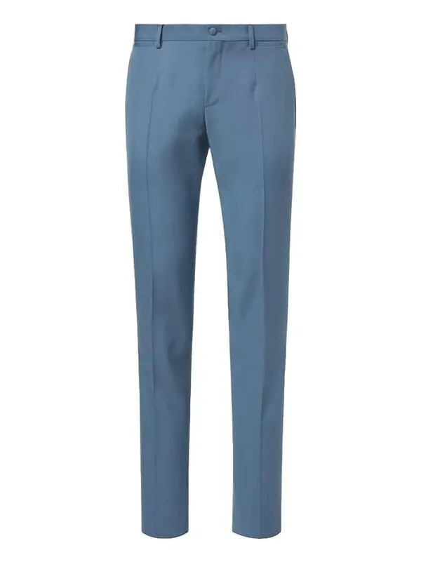 Dolce & Gabbana Virgin Wool Straight Trousers - Blue