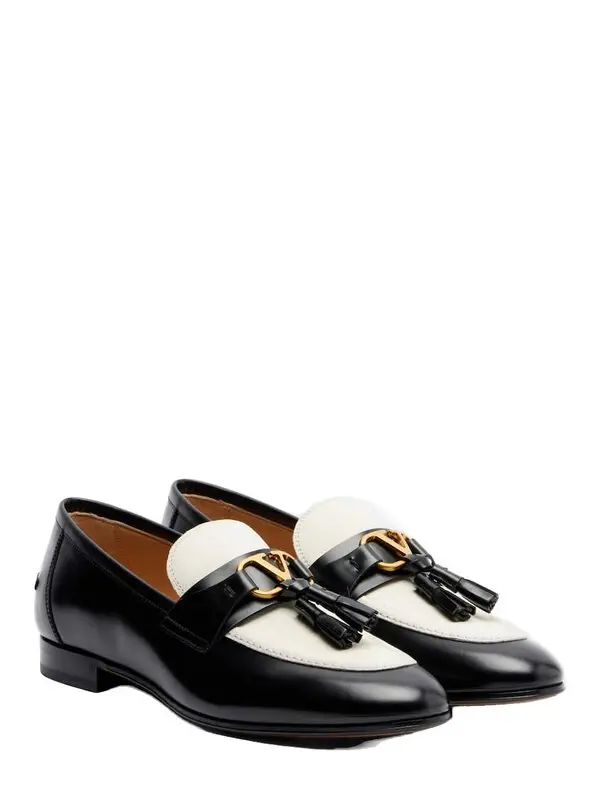 Valentino Garavani Vlogo Leather Loafers - Black